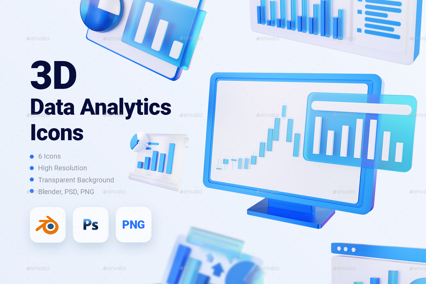 Data Analytics 3D Icon Set, Graphics | GraphicRiver